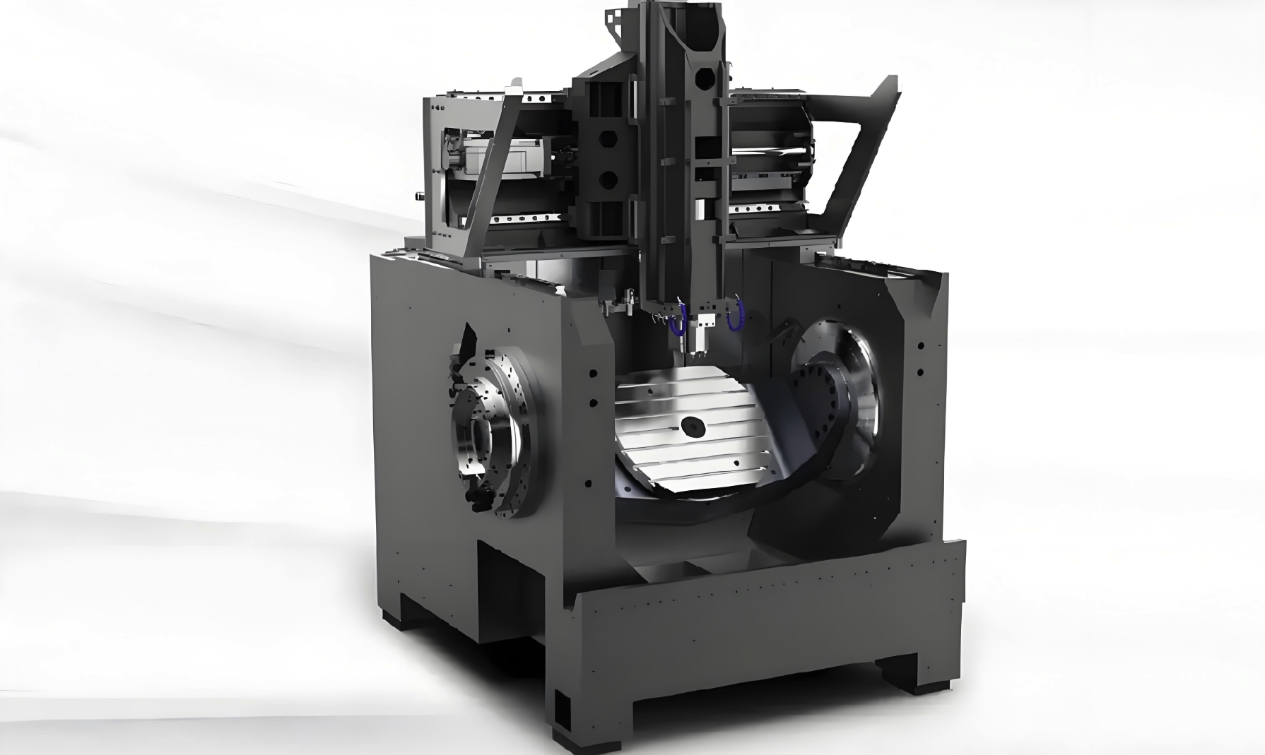 埃斯科五轴机床双摇臂直驱摇篮实现多角度灵活加工，提升复杂曲面加工效率
